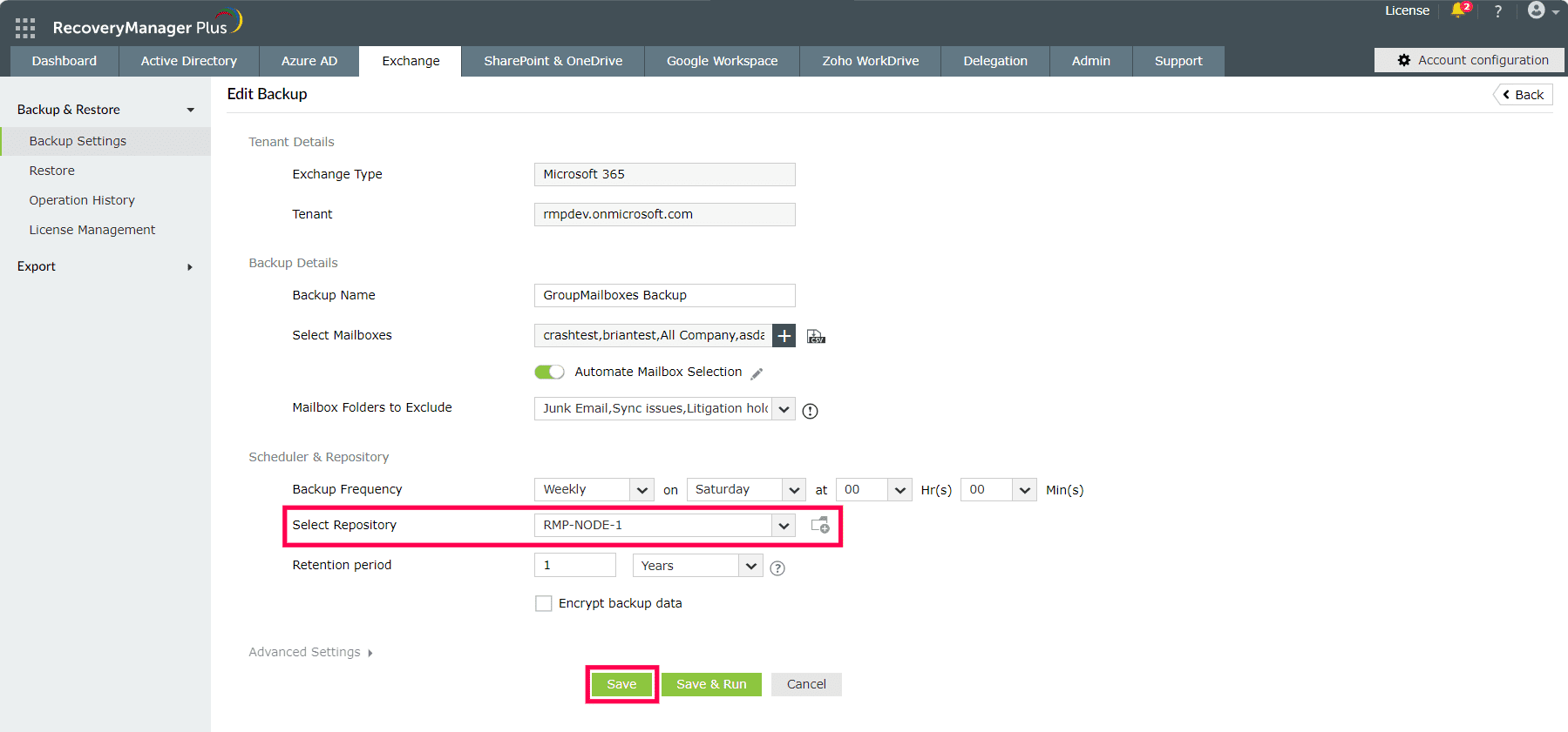 Configure Off-Site Repository for AD Backup | ManageEngine