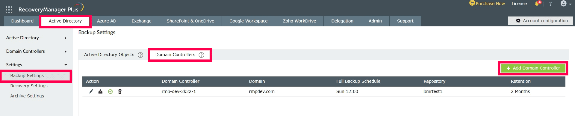 Domain Controller Recovery | ManageEngine RecoveryManager Plus