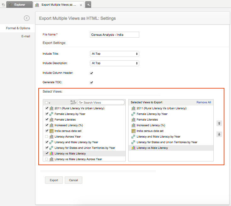 ManageEngine Analytics Plus - Export a Report