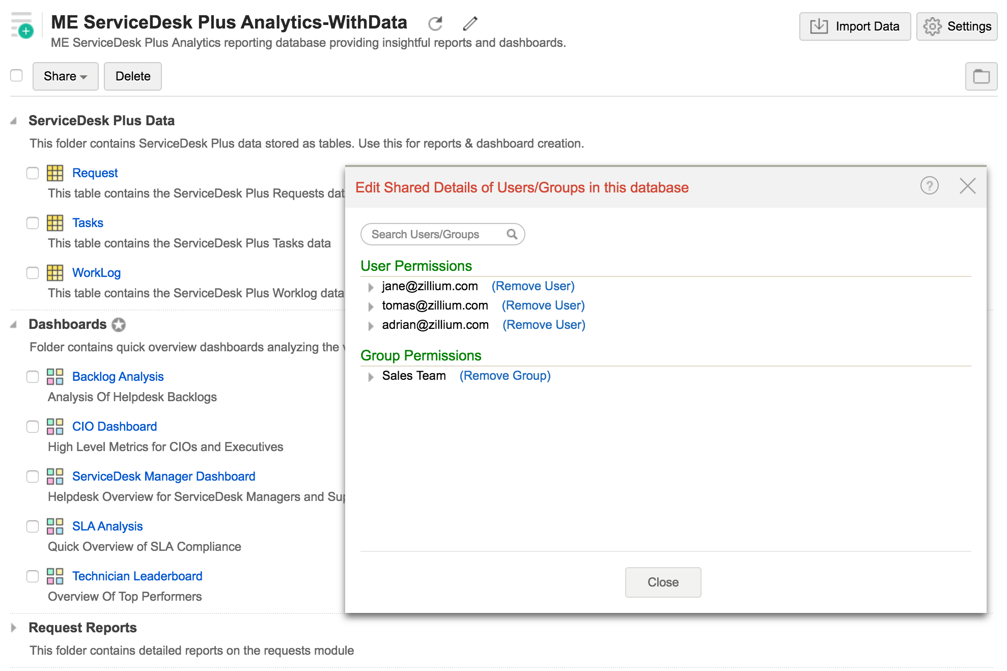 Accessing shared views - Analytics Plus
