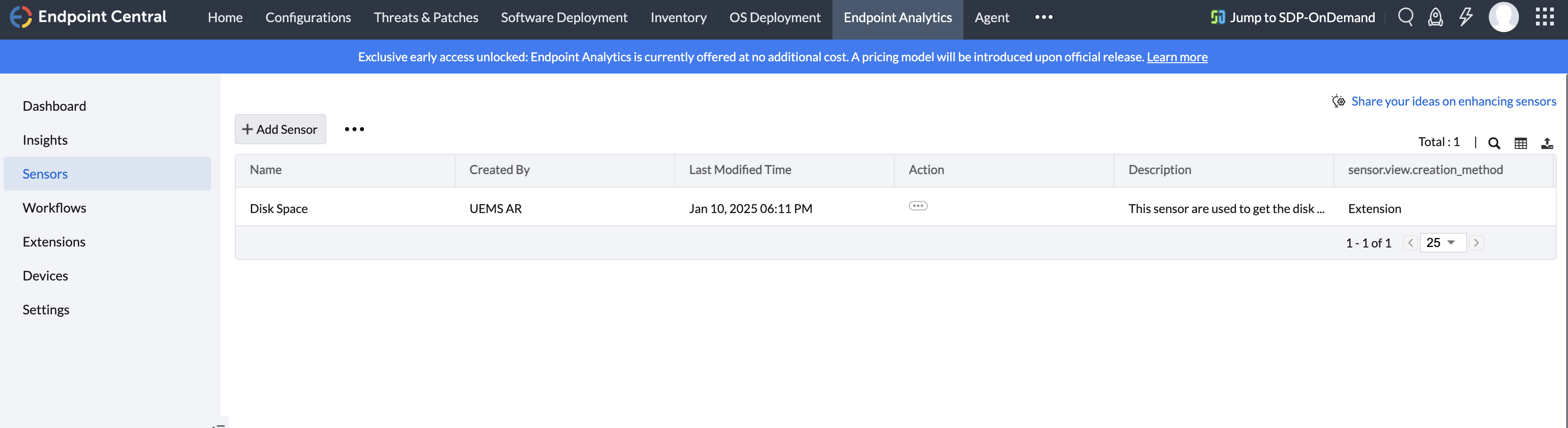 Sensor | ManageEngine Endpoint Central