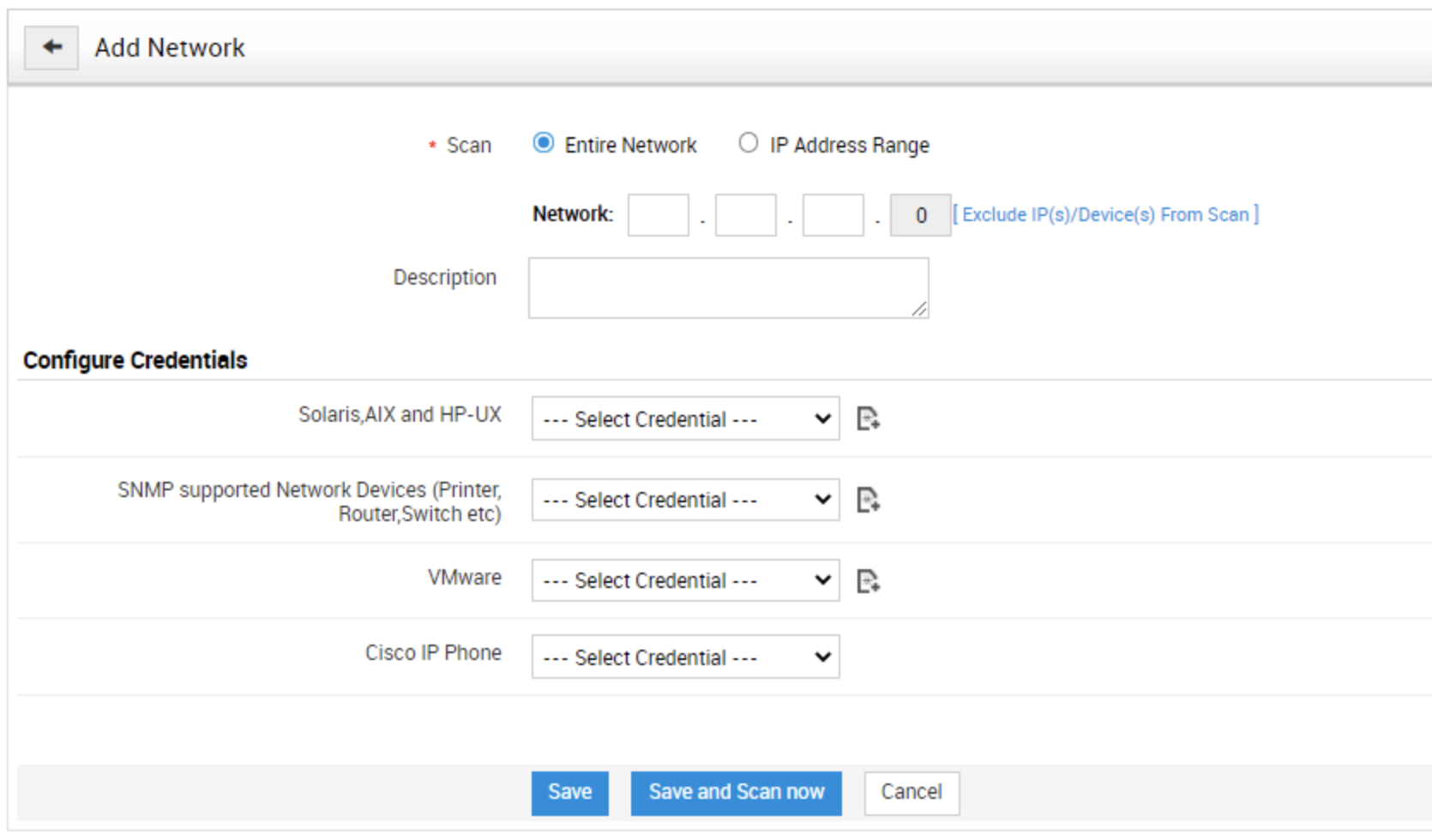 How to configure network scan in ServiceDesk Plus MSP