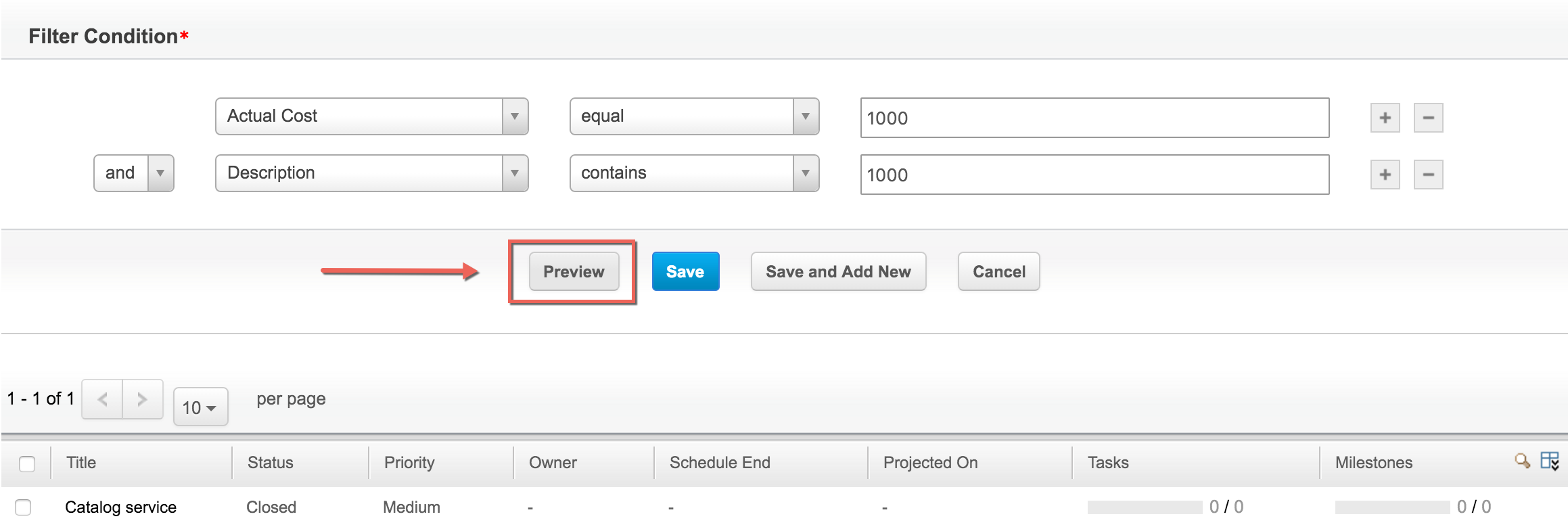 Projects custom view | Admin guide