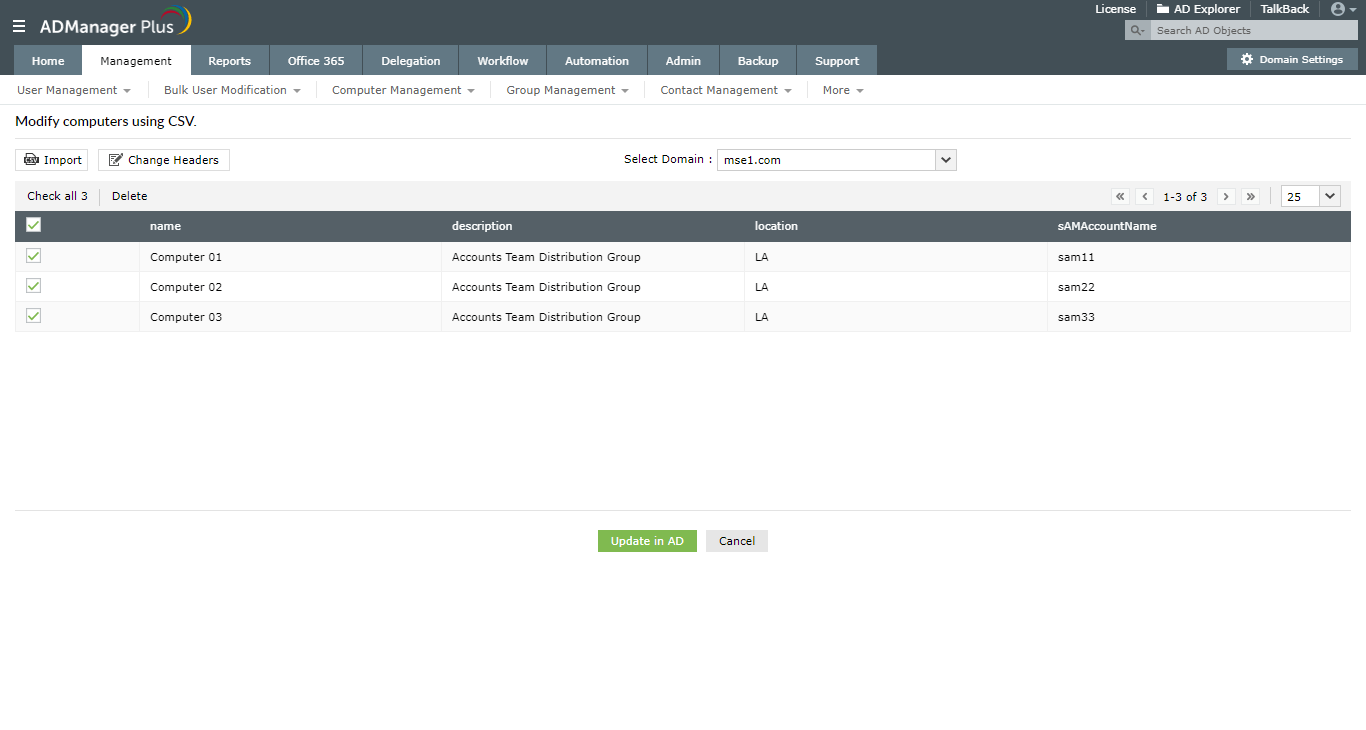 Como modificar atributos do computador AD usando Powershell