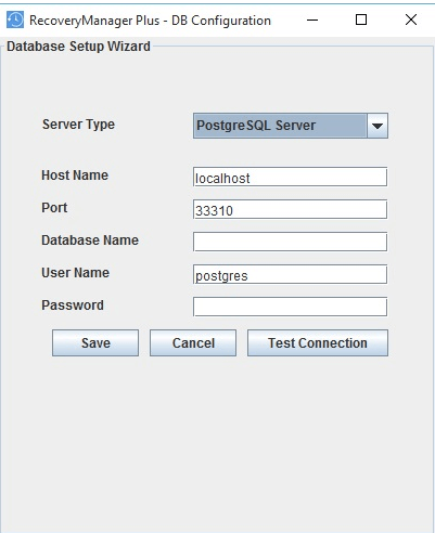 Alterar/Migrar PostgreSQL para Servidor MS-SQL | RecoveryManager Plus - Ajuda