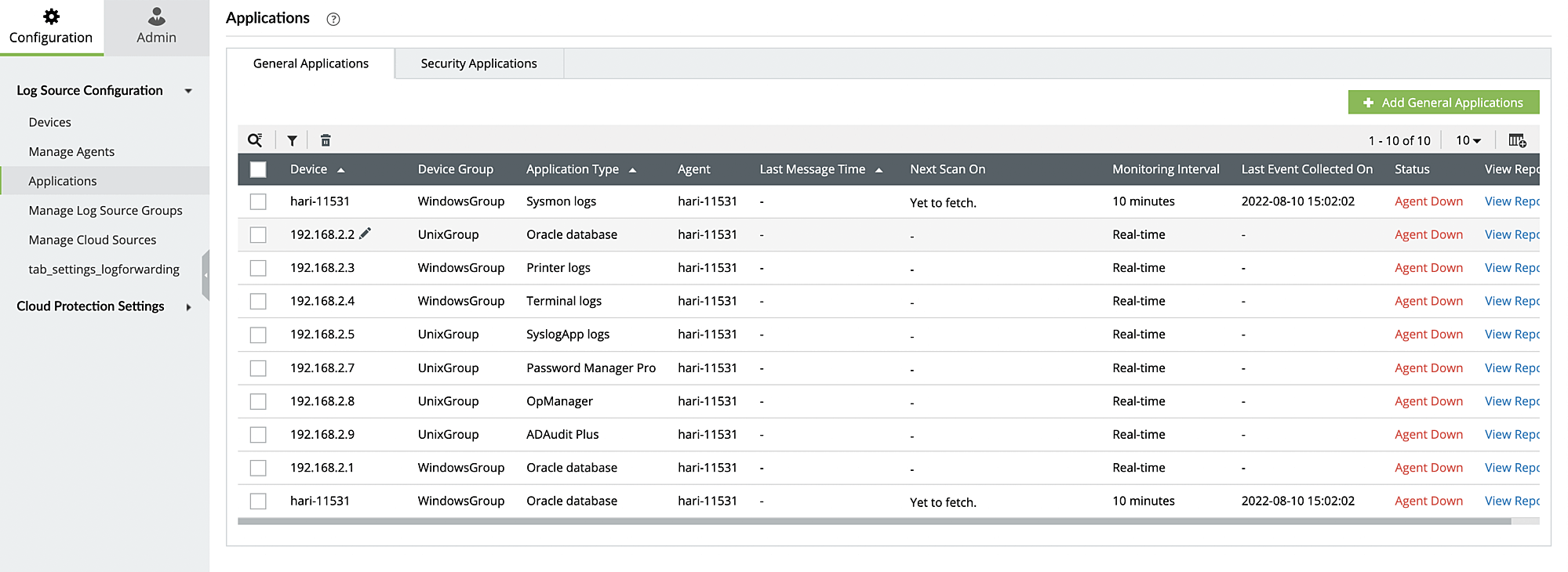 Configuration - Application Sources | Log360 Cloud