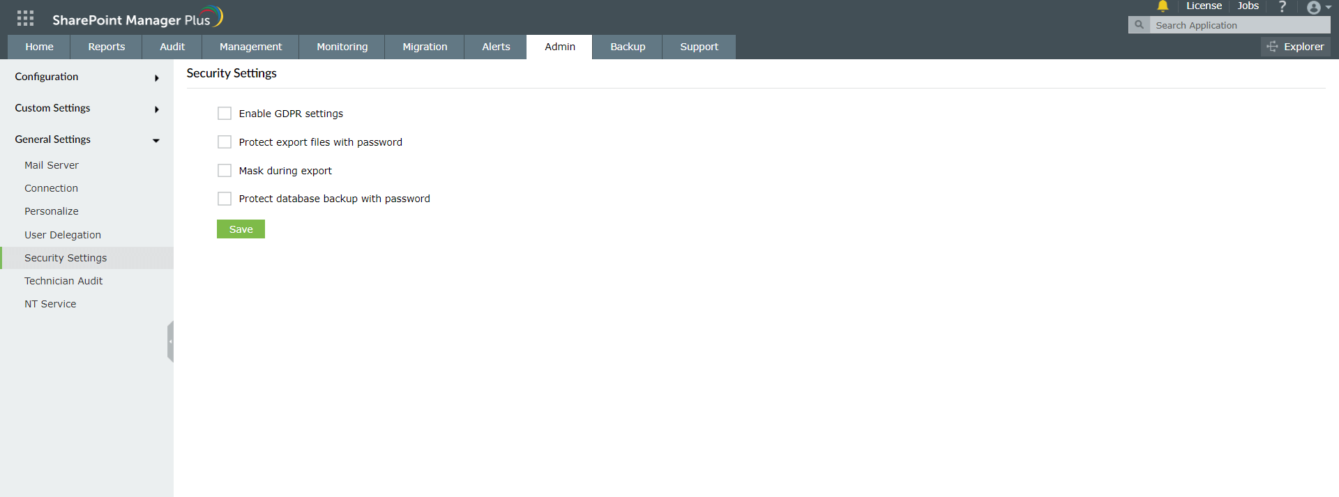 Security Settings | SharePoint Manager Plus
