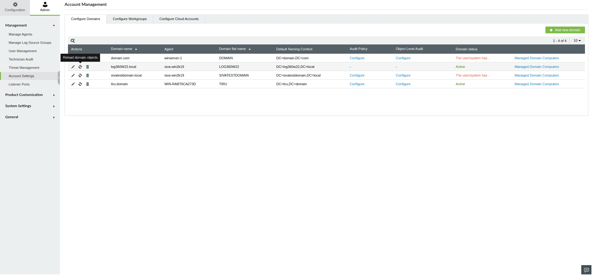 Configuration - Account Management | Log360 Cloud