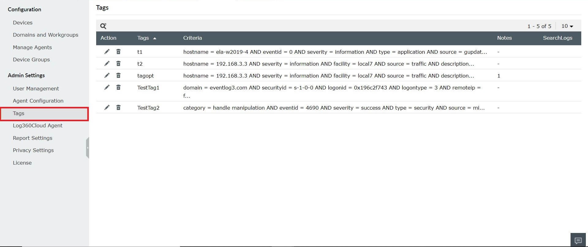 Tagging tool | Log360 Cloud