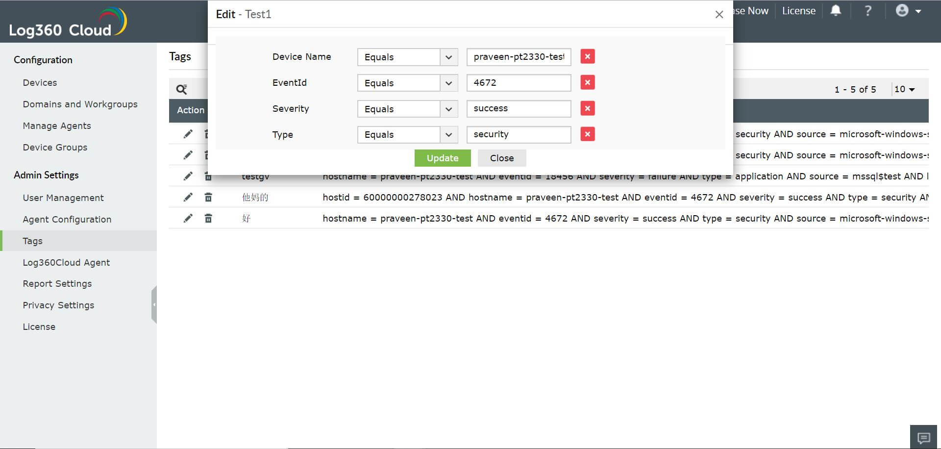 Tagging tool | Log360 Cloud