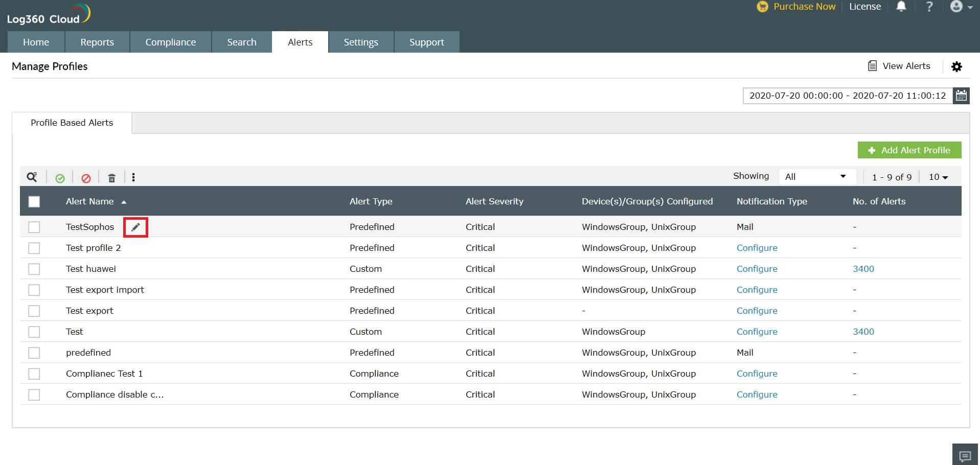 Manage Profiles | Log360 Cloud