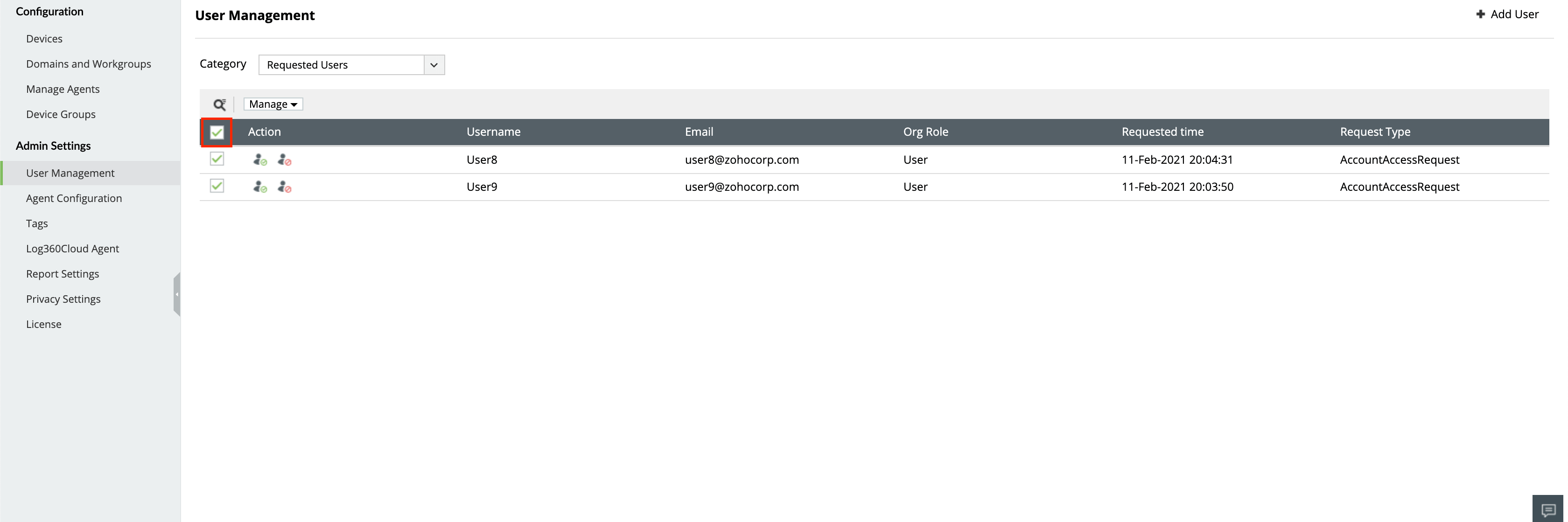 Administration - User Management | Log360 Cloud