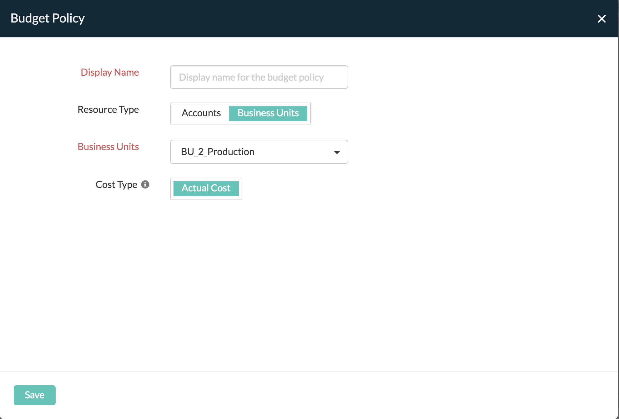 CloudSpend Business Units