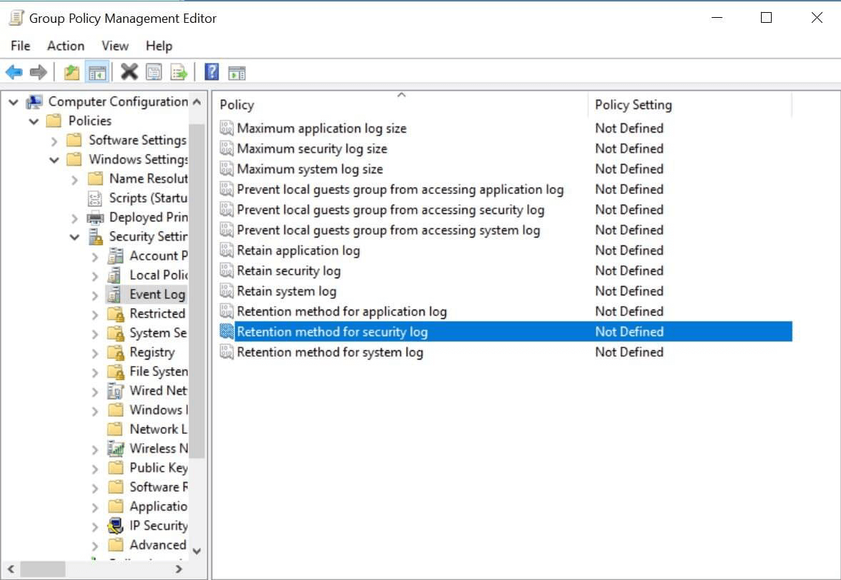Konfigurieren der Einstellungen für das Ereignisprotokoll | Windows-Arbeitsstation Audit Guide ...