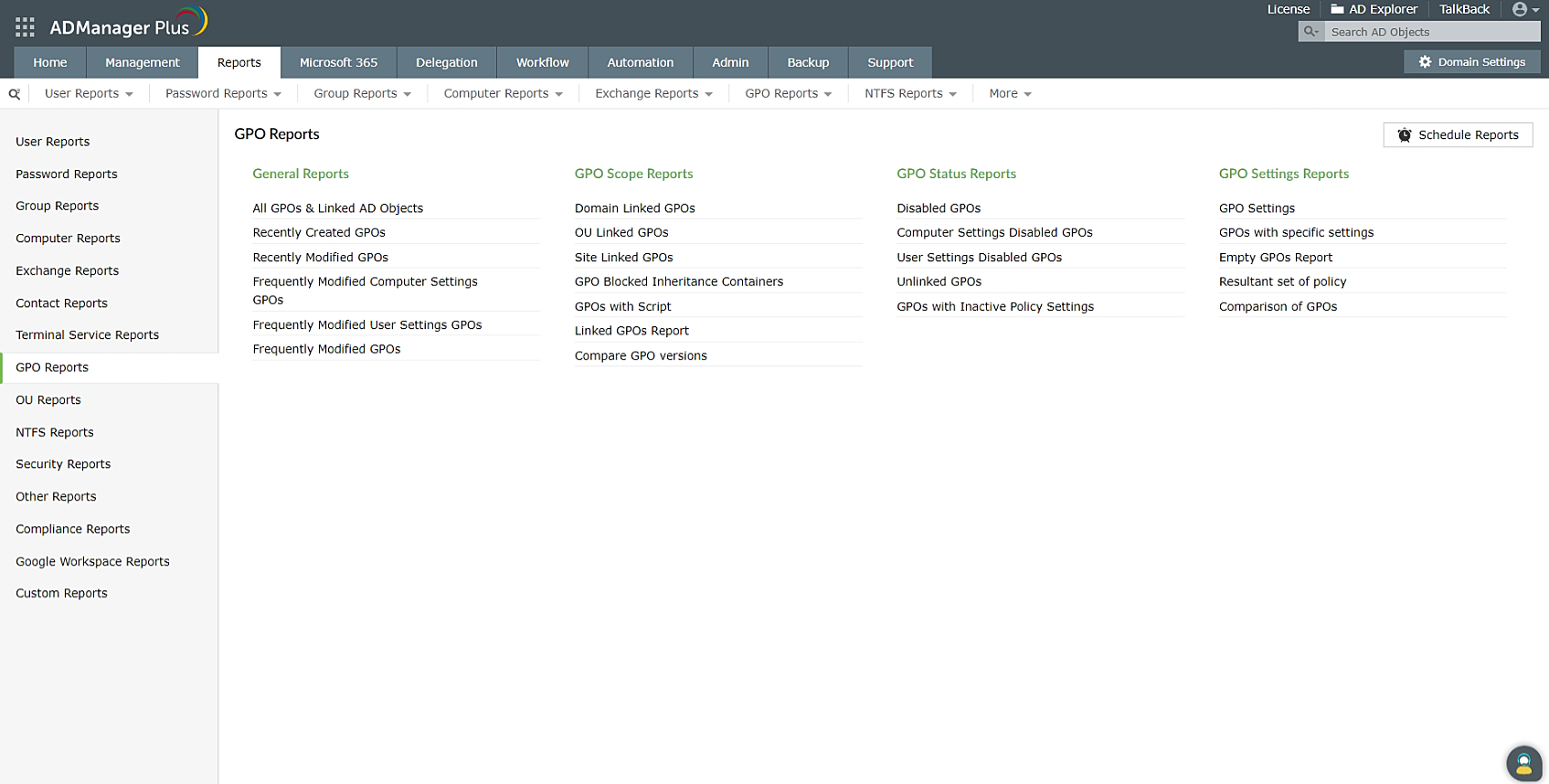 Effektives Gruppenrichtlinienmanagement mit ADManager Plus