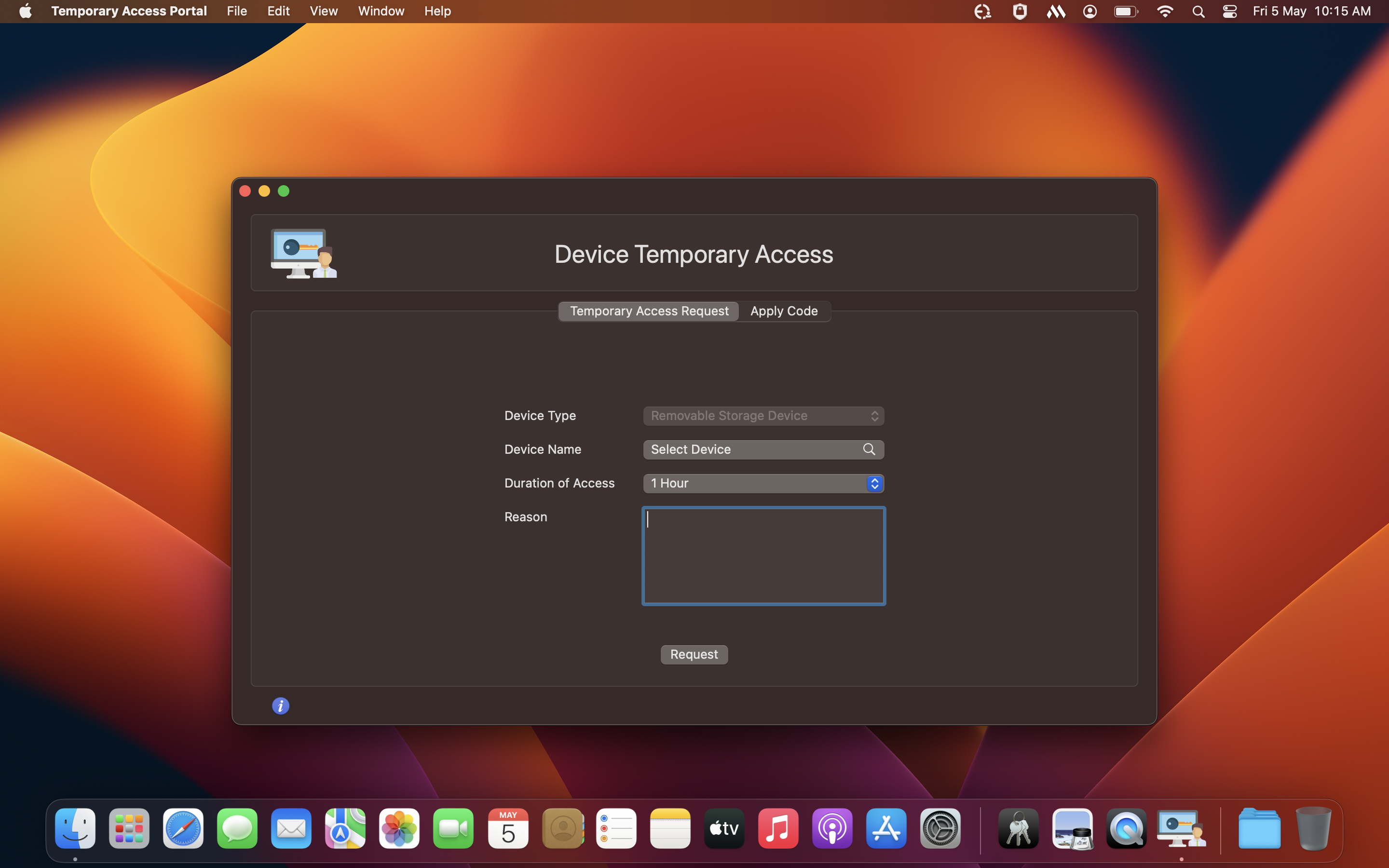 Raise Temporary Access request for peripheral devices - ManageEngine ...