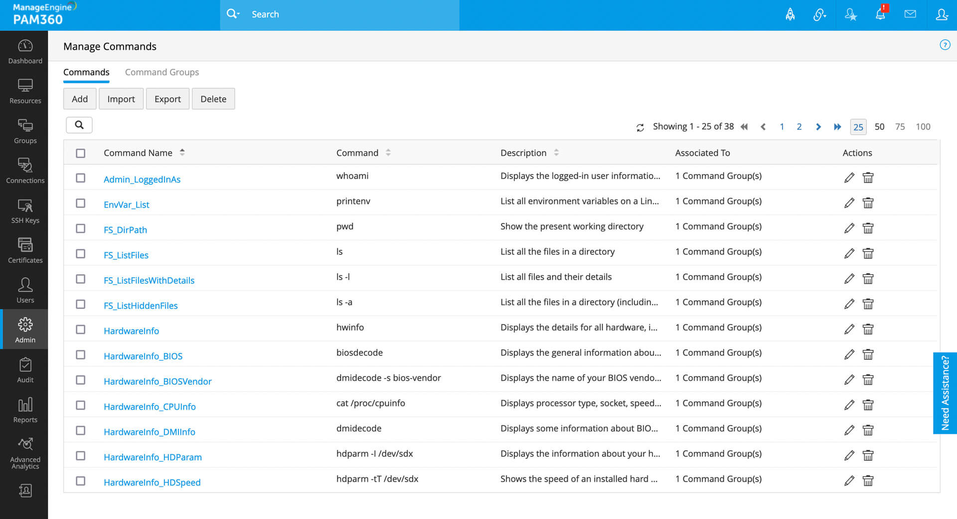 Contrôle des commandes SSH | PEDM pour Linux - ManageEngine PAM360