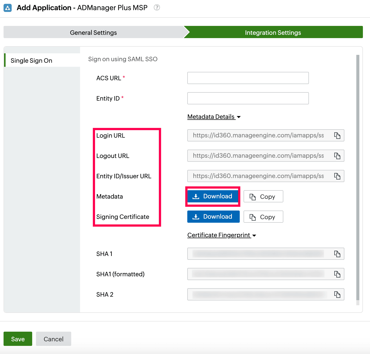 Configuring SAML SSO for ADManager Plus MSP-Identity360