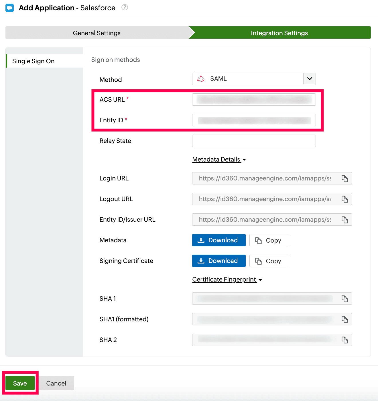 Configuring SAML SSO for Salesforce-Identity360