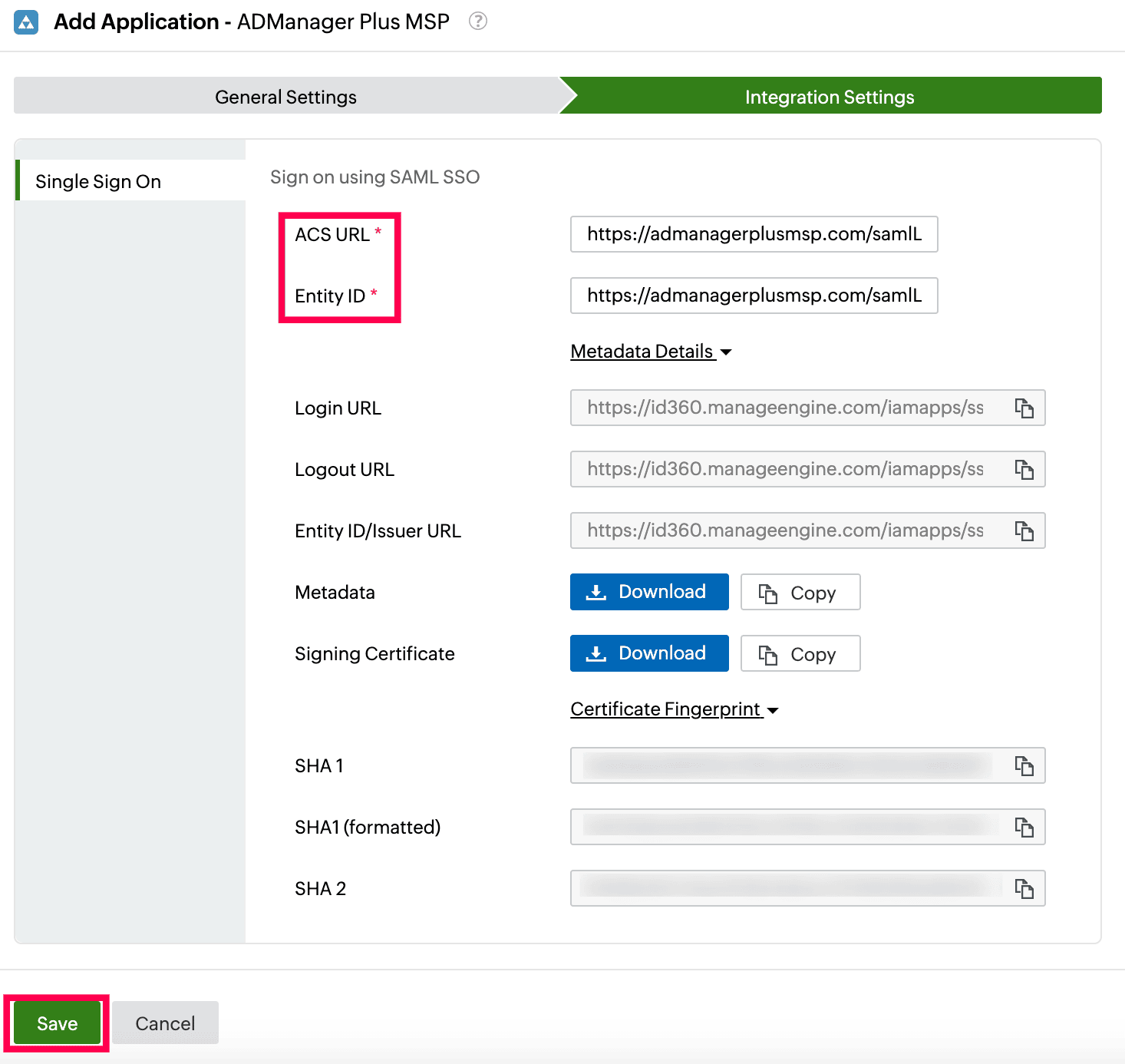 Configuring SAML SSO for ADManager Plus MSP-Identity360