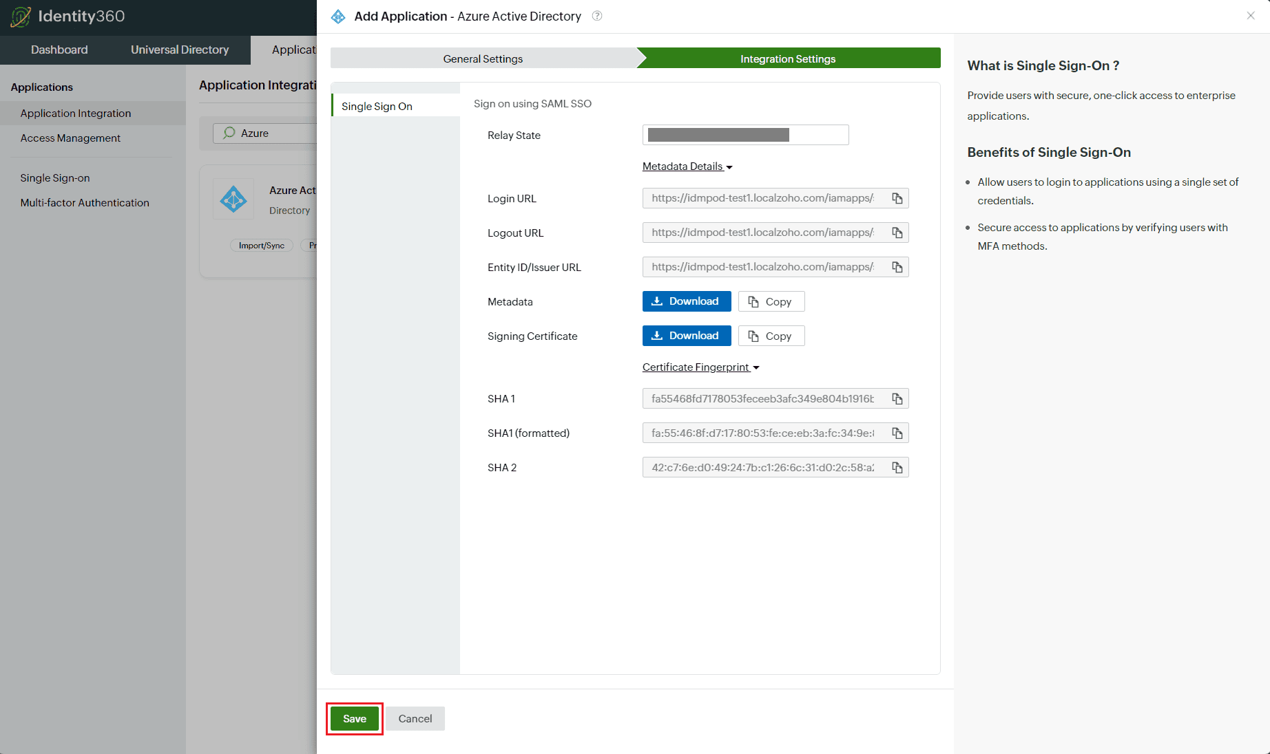 Configuring SAML SSO for Microsoft Entra ID-Identity360