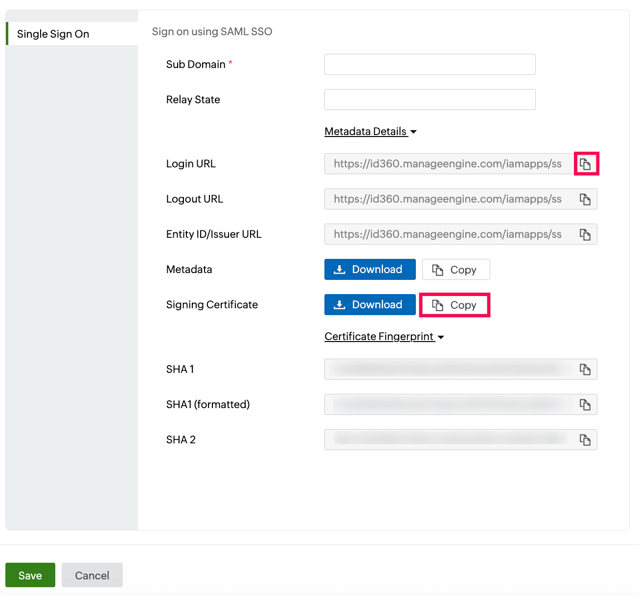 Configuring SAML SSO for Front-Identity360
