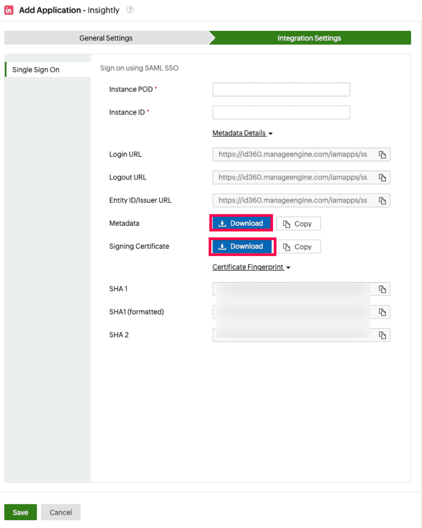 Configuring SAML SSO for Insightly-Identity360