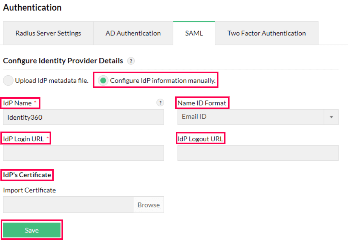 Configuring SAML SSO for OpUtils-Identity360