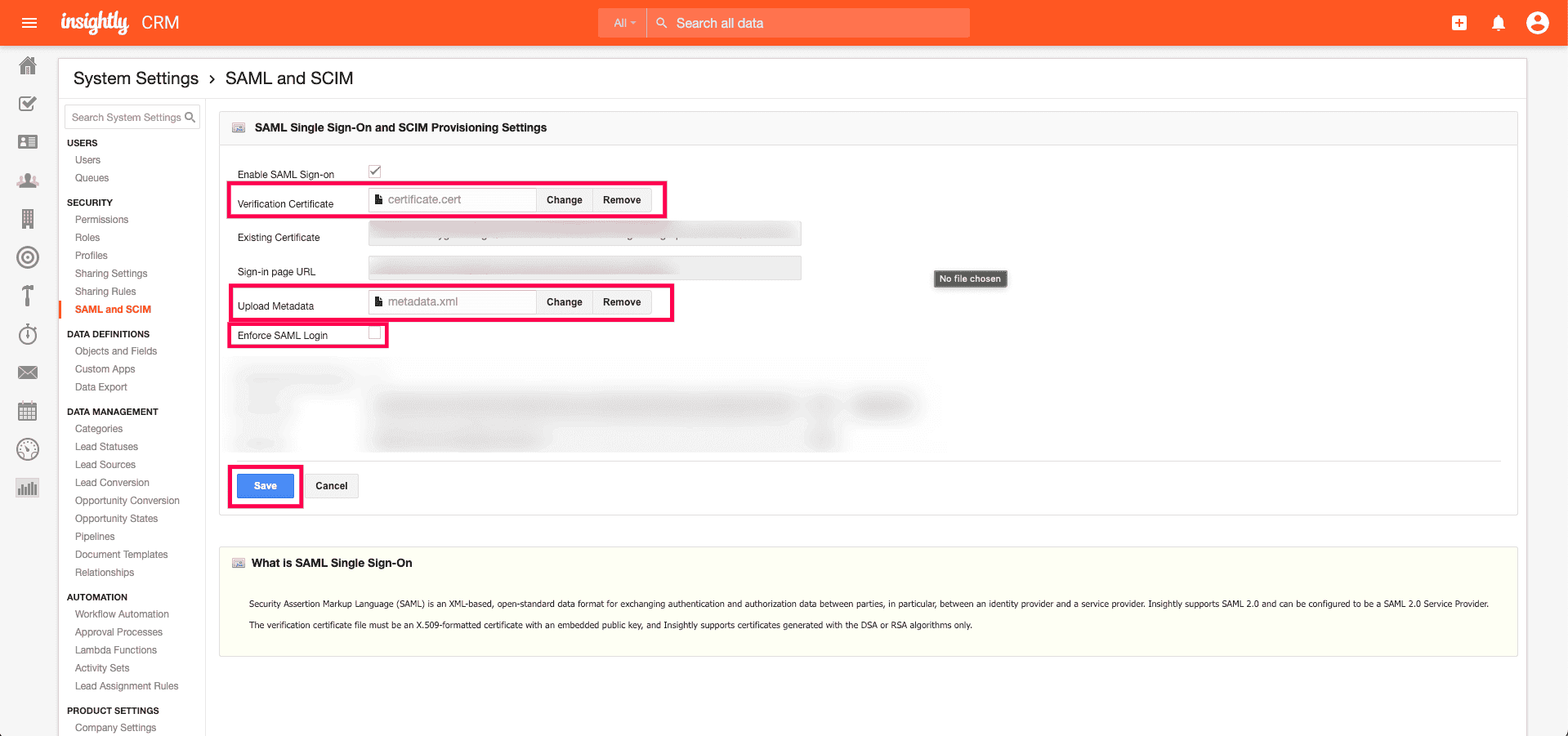Configuring SAML SSO for Insightly-Identity360