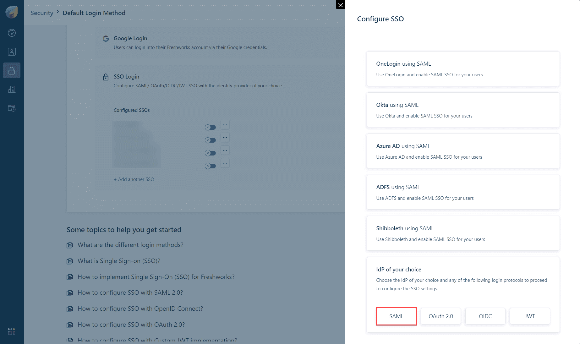 Configuring SAML and OAuth/OpenID Connect-based SSO for Freshservice-Identity360