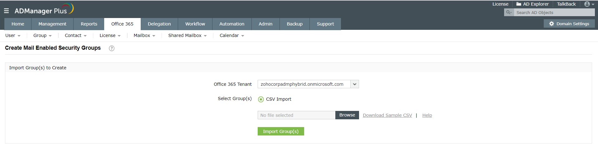 Strumento di creazione dei gruppi di Office 365 | ADManager Plus