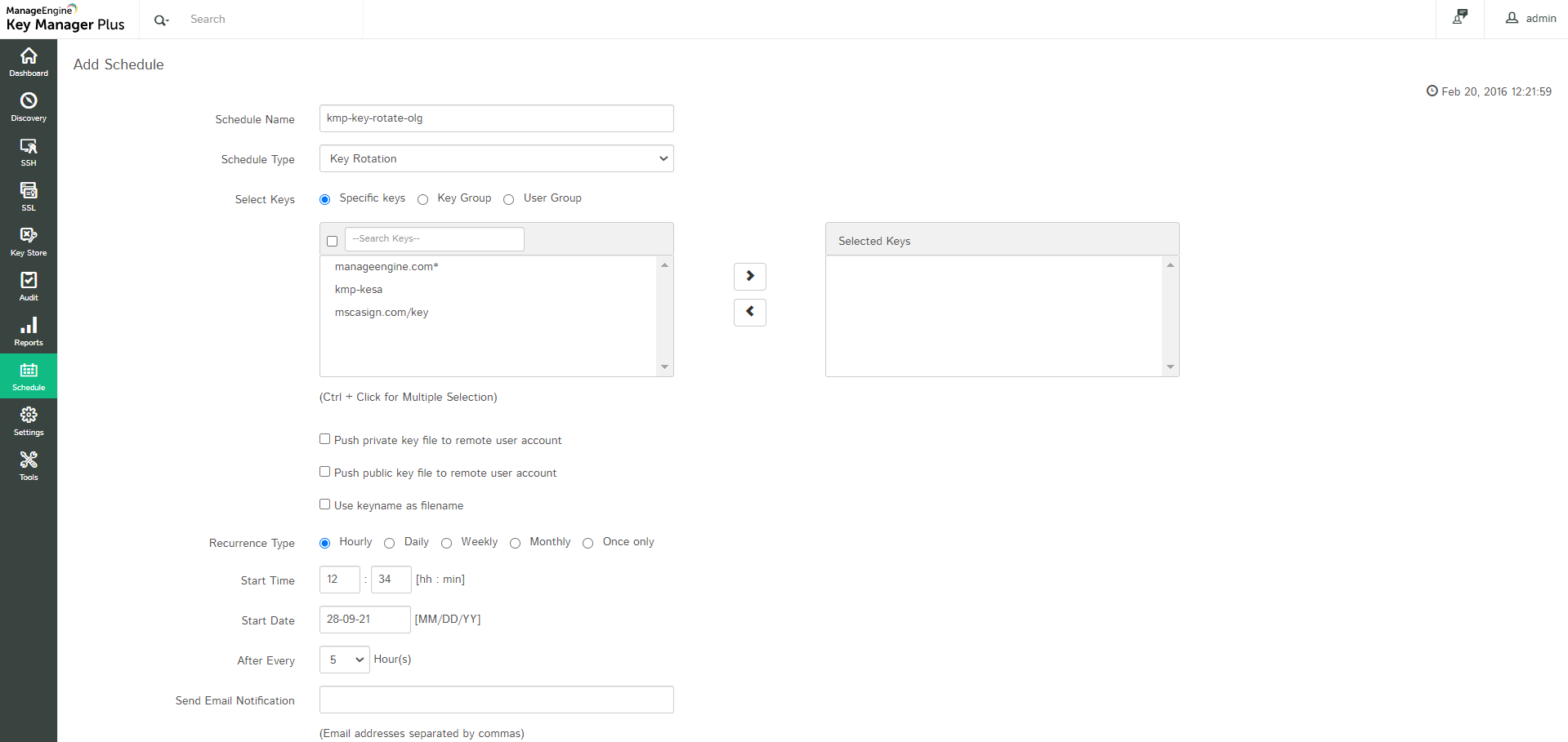 SSH Key Schedules - Key Manager Plus