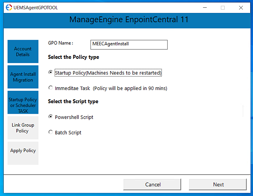Instalación de agente mediante lightweight tool | ManageEngine Endpoint ...