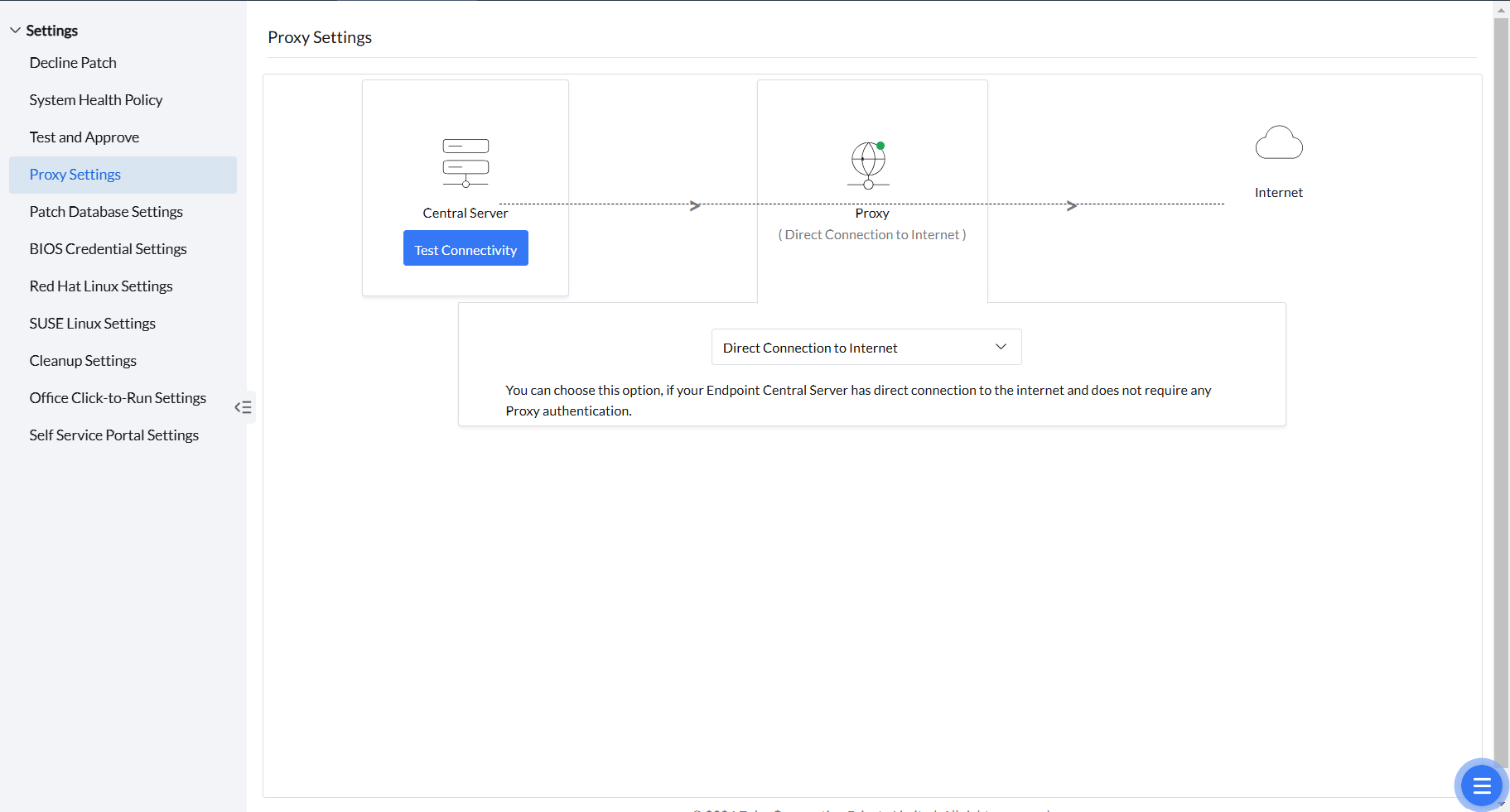 Configuración del servidor proxy | ManageEngine Endpoint Central