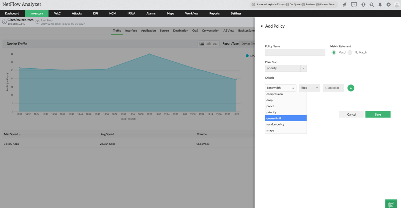 Configuración QoS | Configurar la calidad de servicio (QoS) - ManageEngine NetFlow Analyzer