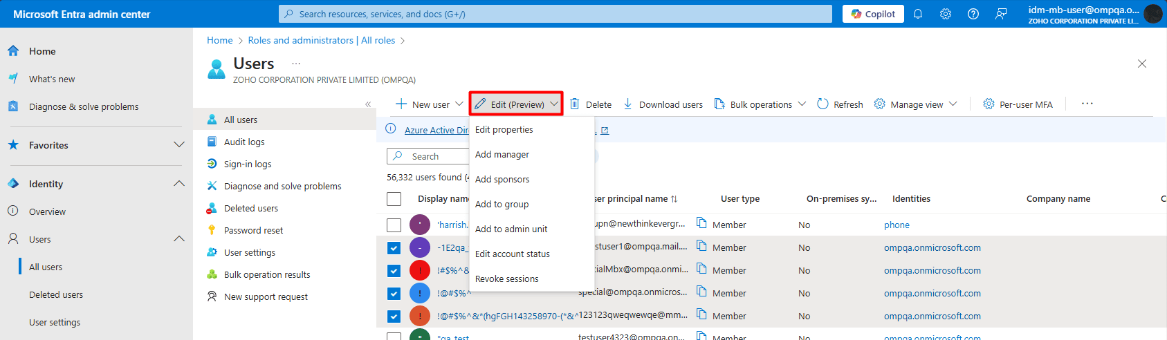 Bulk update users in Microsoft Entra ID Preview | M365 Manager Plus