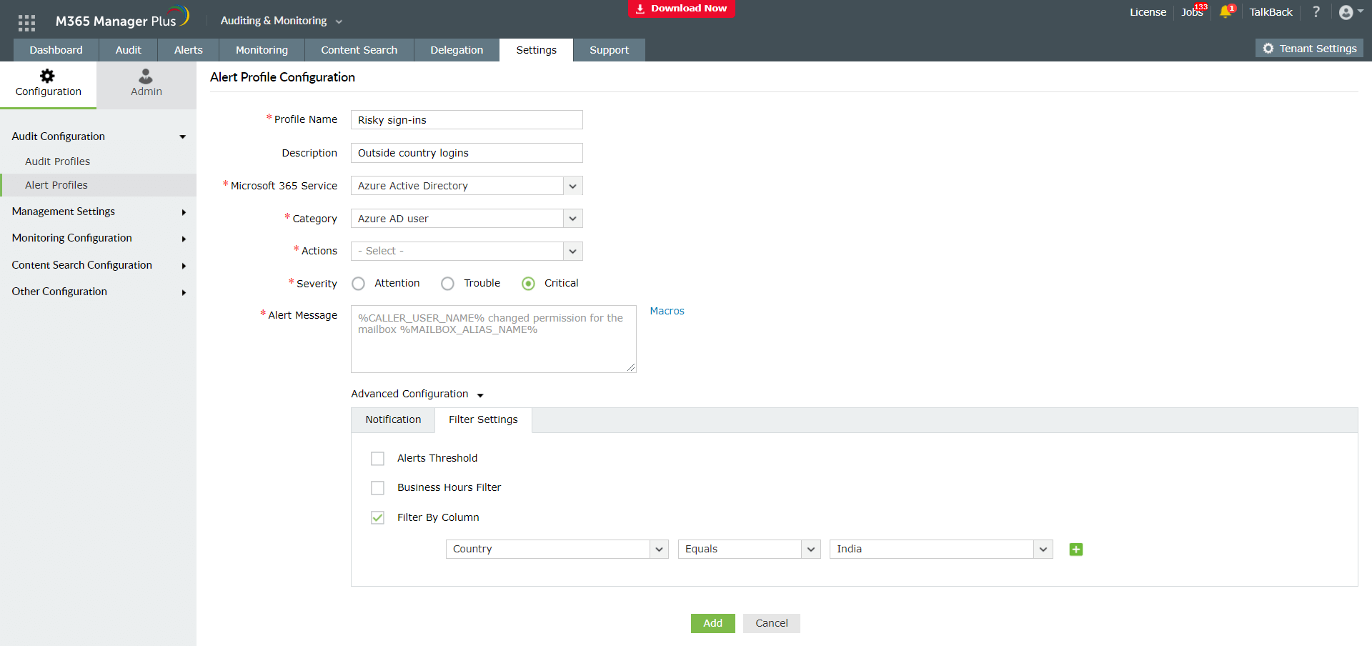 Protect your Microsoft 365 Tenant from Risky Sign-Ins | M365 Manager Plus