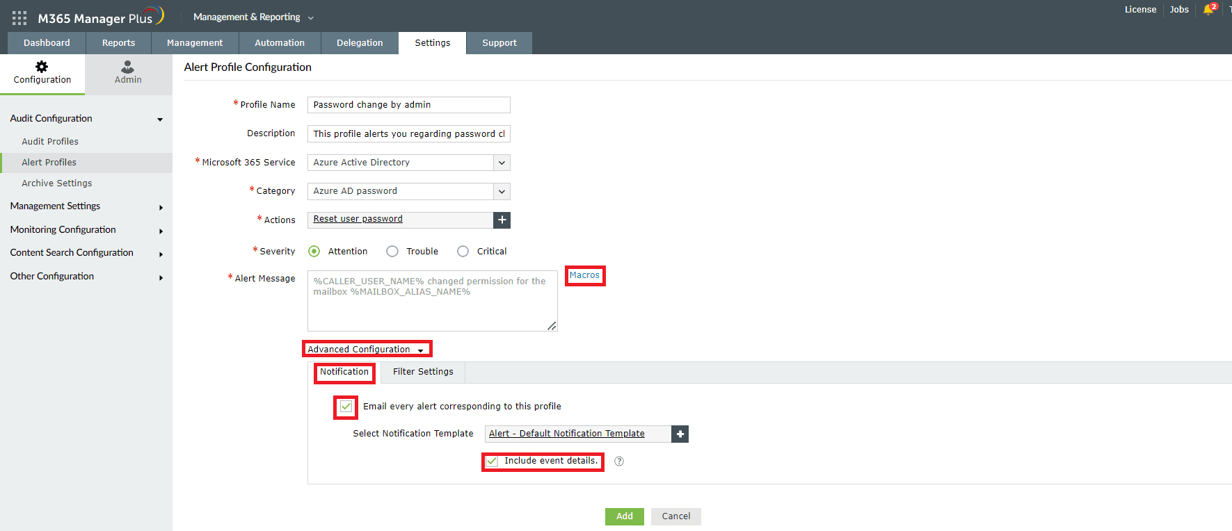 Track password changes by admins in Microsoft Entra ID | M365 Manager Plus