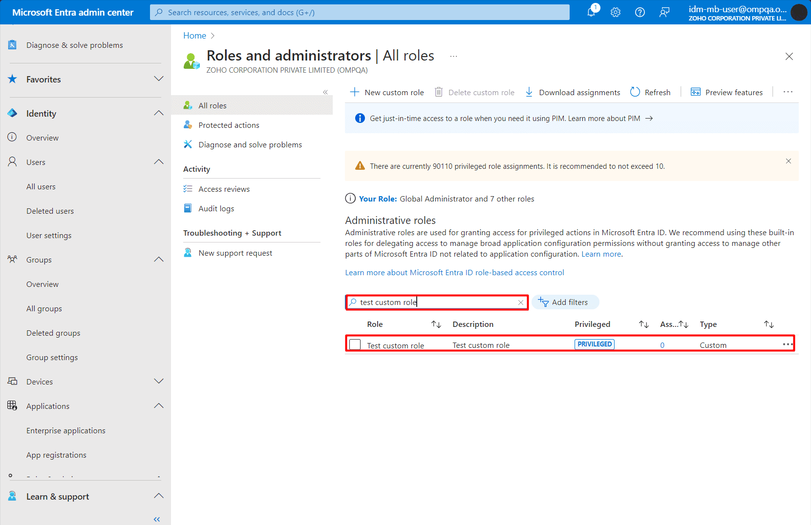 How to create custom roles in Microsoft Entra ID | M365 Manager Plus