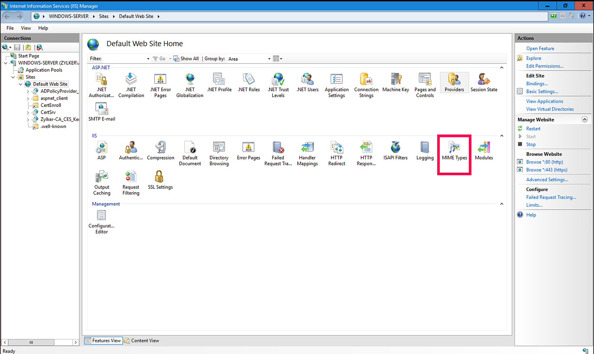 Apple remote management, How to set up .well-known directory on Windows IIS server