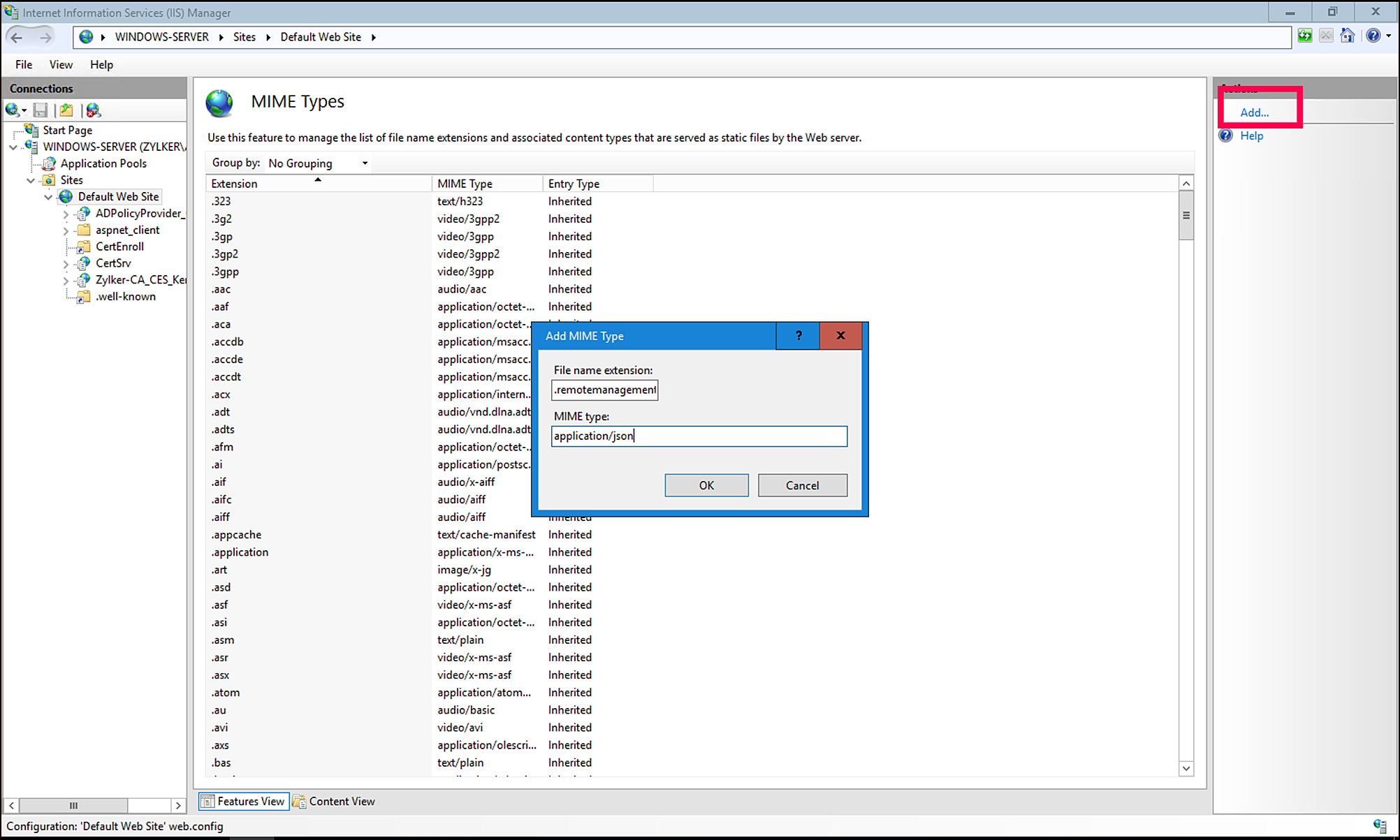 Apple remote management, How to set up .well-known directory on Windows IIS server
