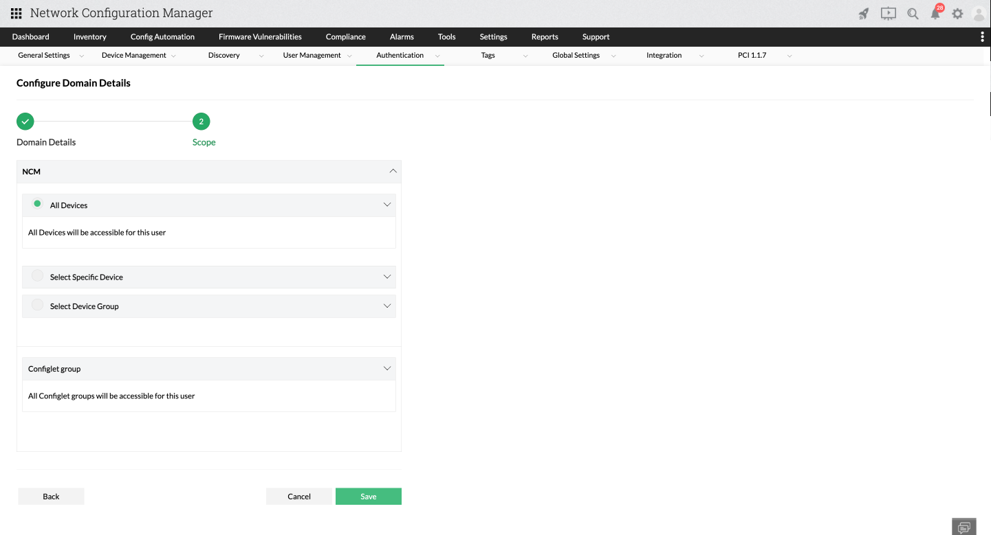 Adding Domain V12 Network Configuration Manager Help