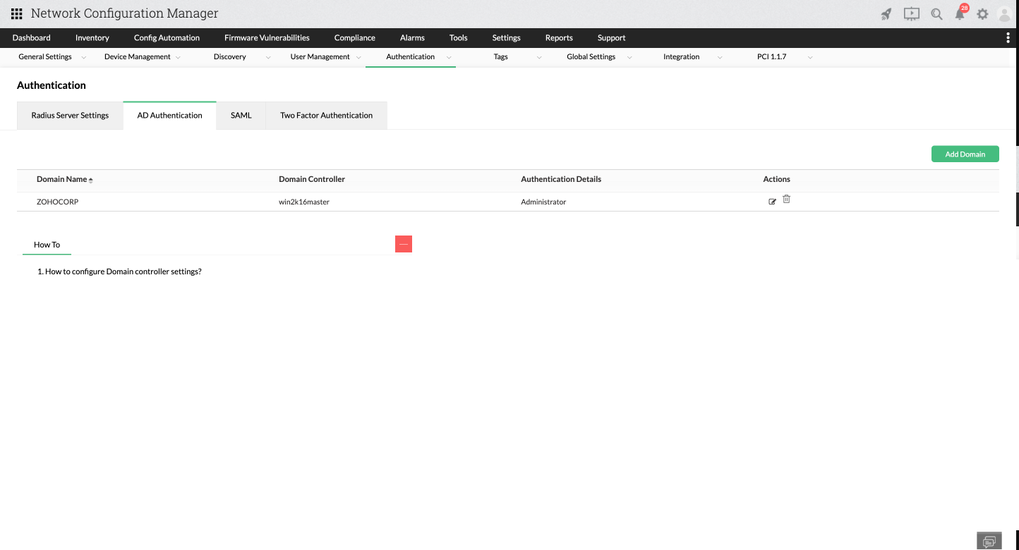 Adding Domain V12 Network Configuration Manager Help
