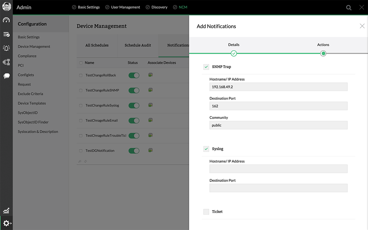 Network Configuration Change notification - Network Configuration ...