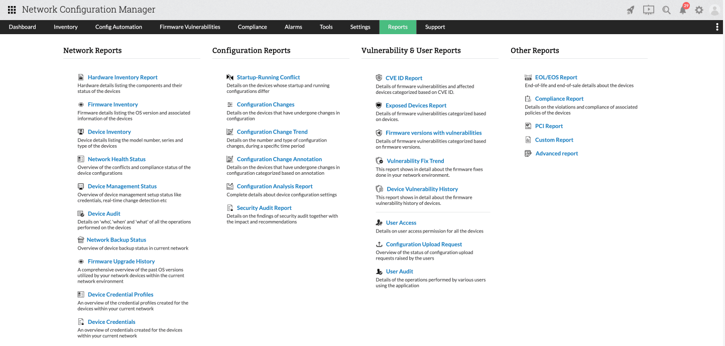 Network Audit Tool Network Security Auditing Software Manageengine Network Configuration Manager