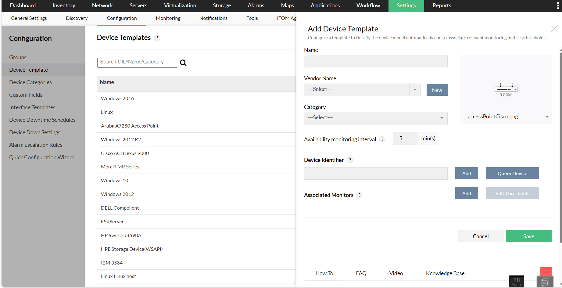 Device Templates Opmanager Help