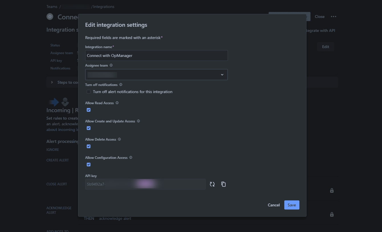 Integrate OpsGenie with OpManager | OpManager Help