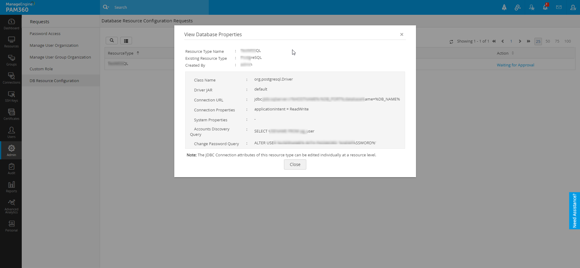 Customized Database Resource Types Configuration