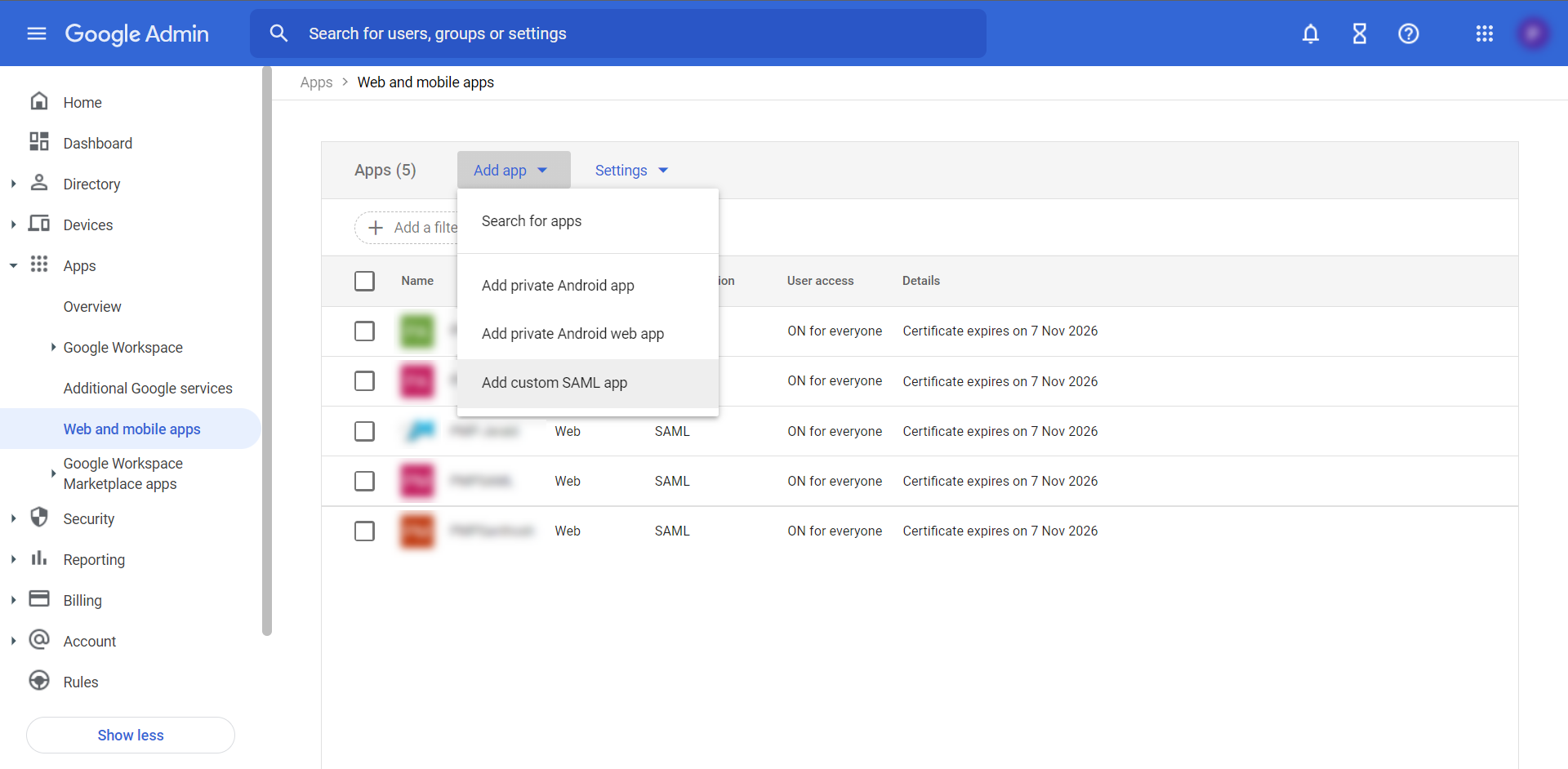 Configuring SAML Single Sign-On using G Suite