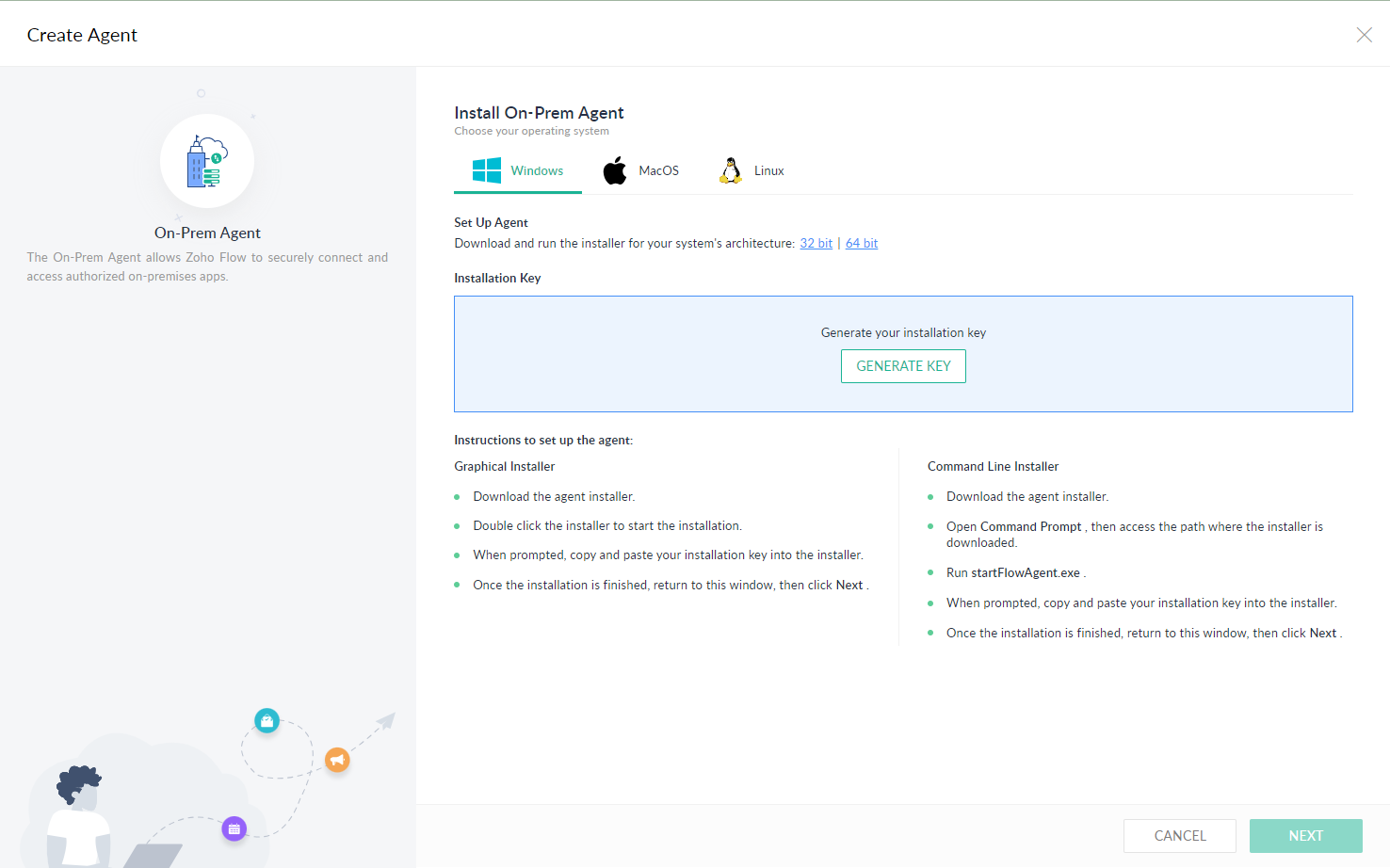 Installing Zoho Flow Agent